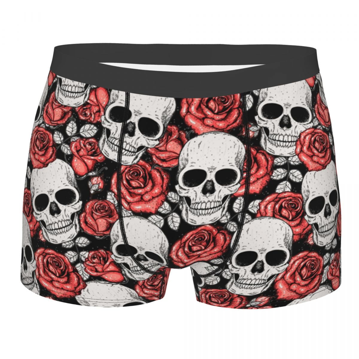 Custom Death Skull Roses Floral Underwear Men Stretch Gothic Skeleton ...