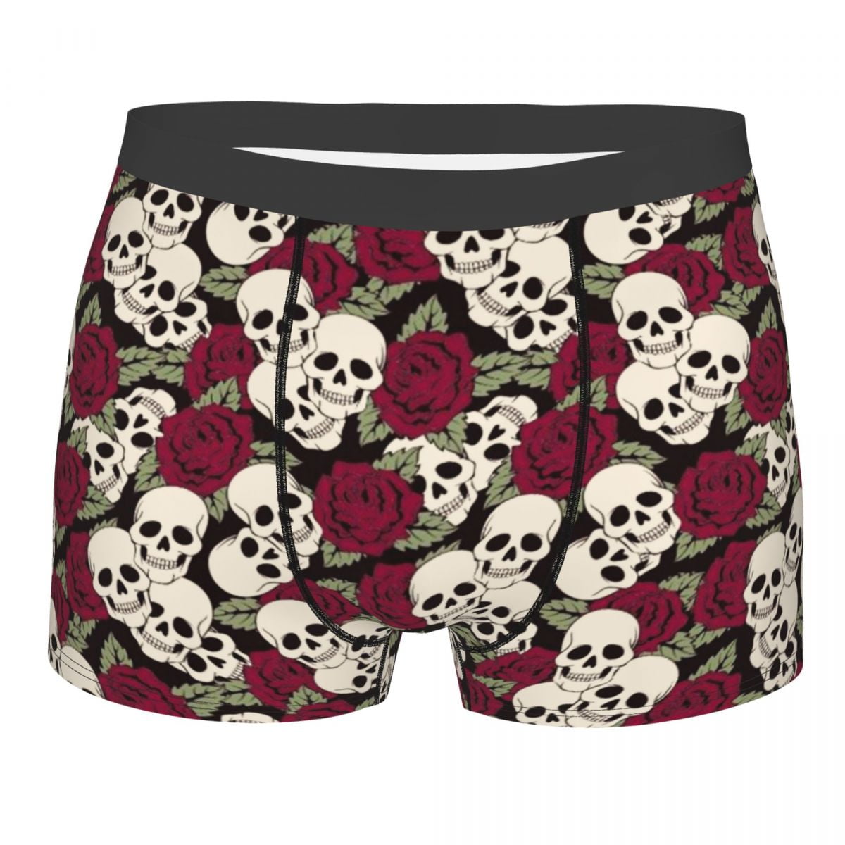 Custom Death Skull Roses Floral Underwear Men Stretch Gothic Skeleton ...