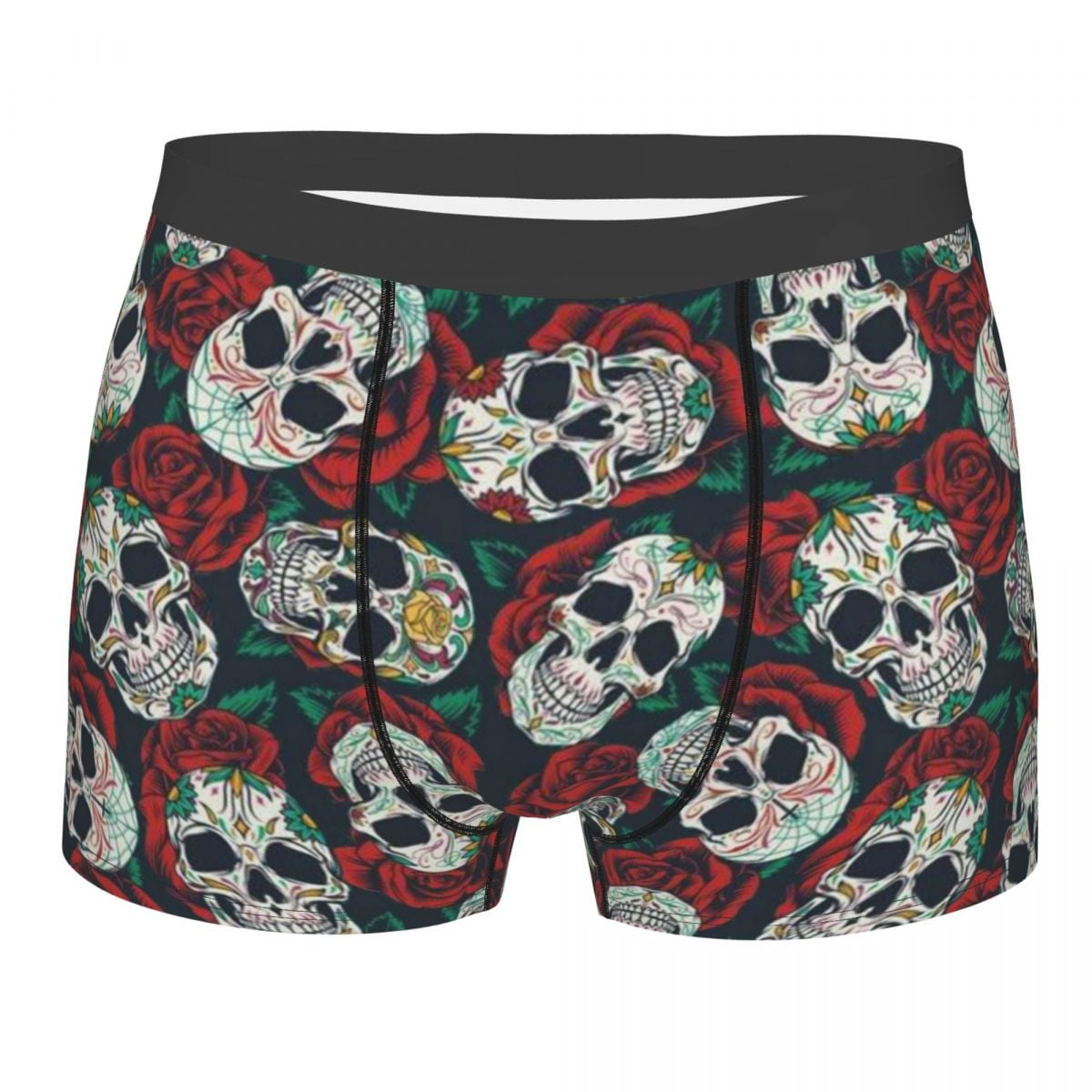 Custom Death Skull Roses Floral Underwear Men Stretch Gothic Skeleton ...