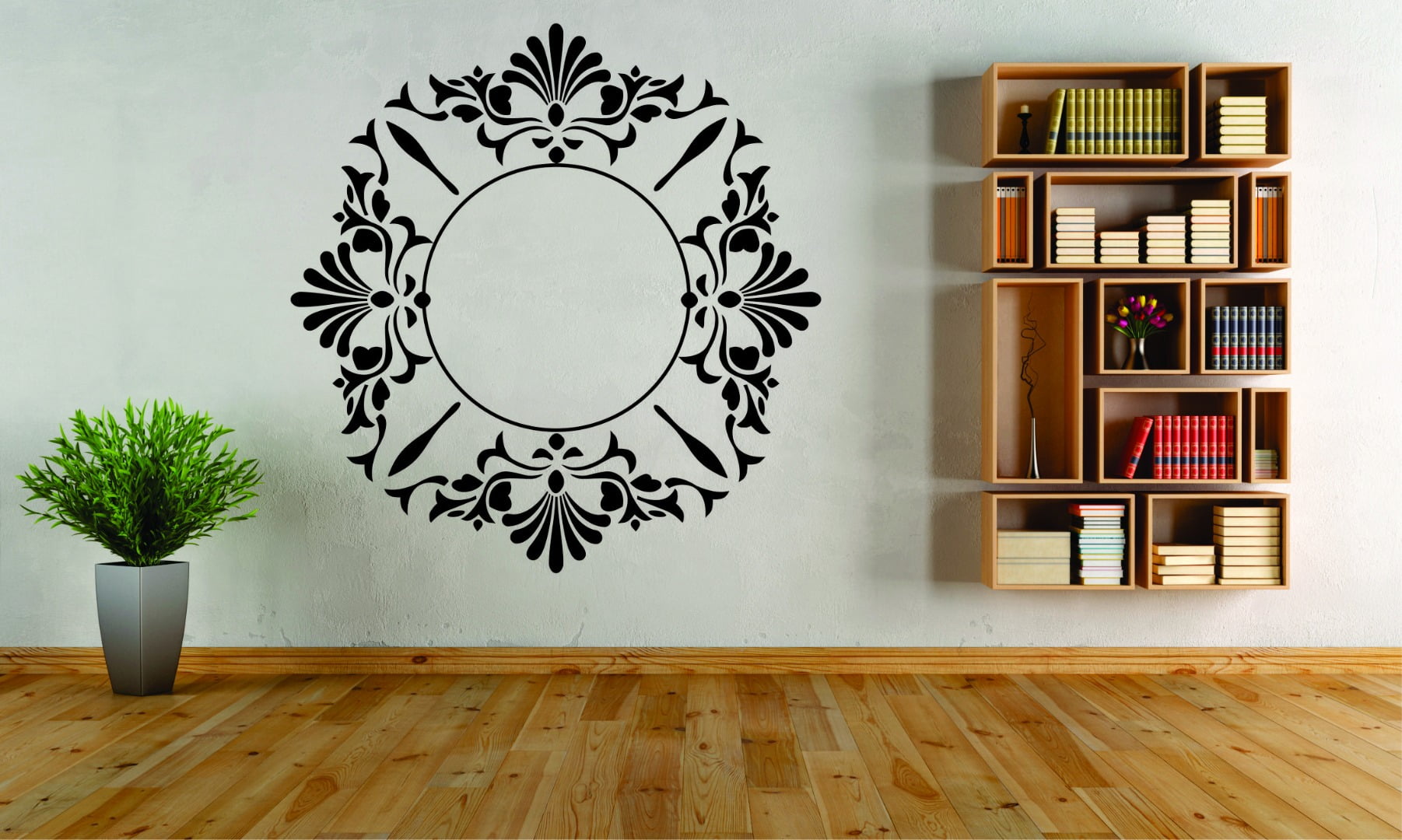 Custom Decals Circular Circle Frame Design Damask Print 20x30 ...