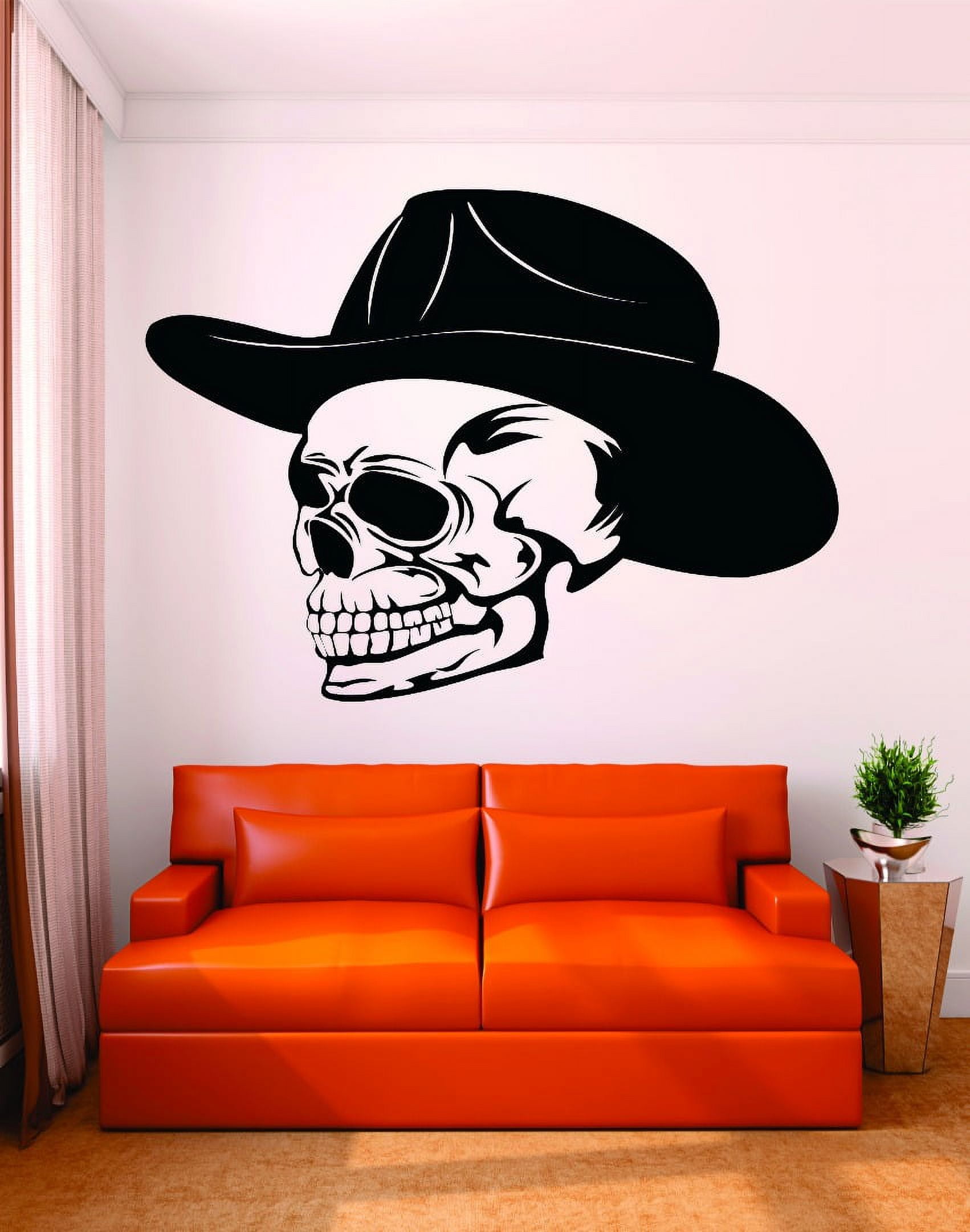 Custom Decals Skeleton Head Skull With Hat Silhouette 20x30" - Walmart.com