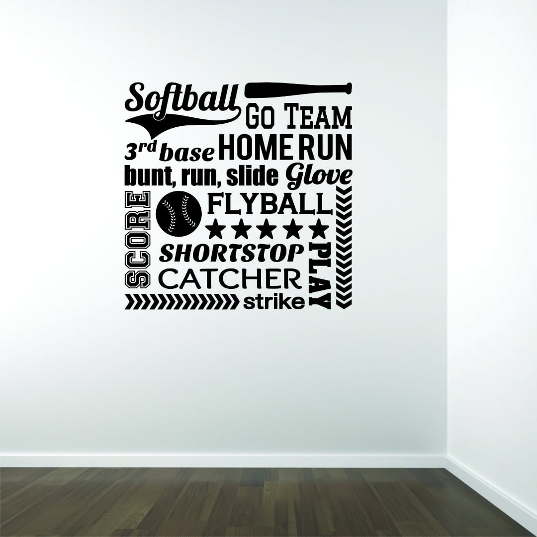 Custom Decals Softball Go Team 3rd Base Home Run Bunt, Run, Slide Glove ...