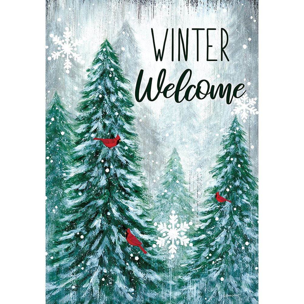 Custom Decor 28” x 40” Soft Fabric Winter Wonderland Outdoor Flag and ...