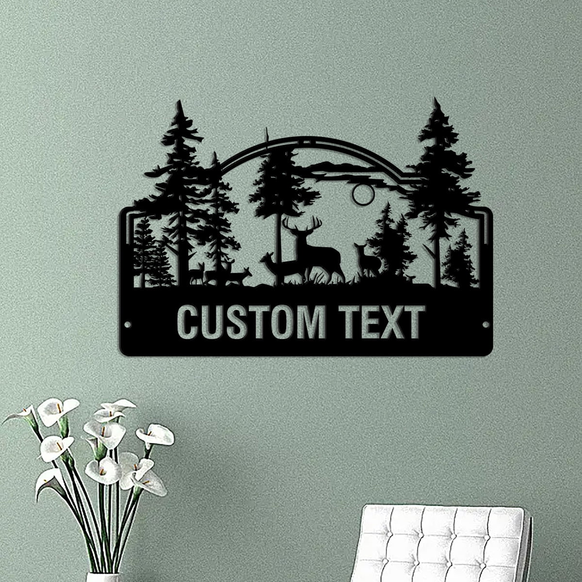 Custom Deer Address sign with tree,Metal Deer Sign,Deer Yard sign ...