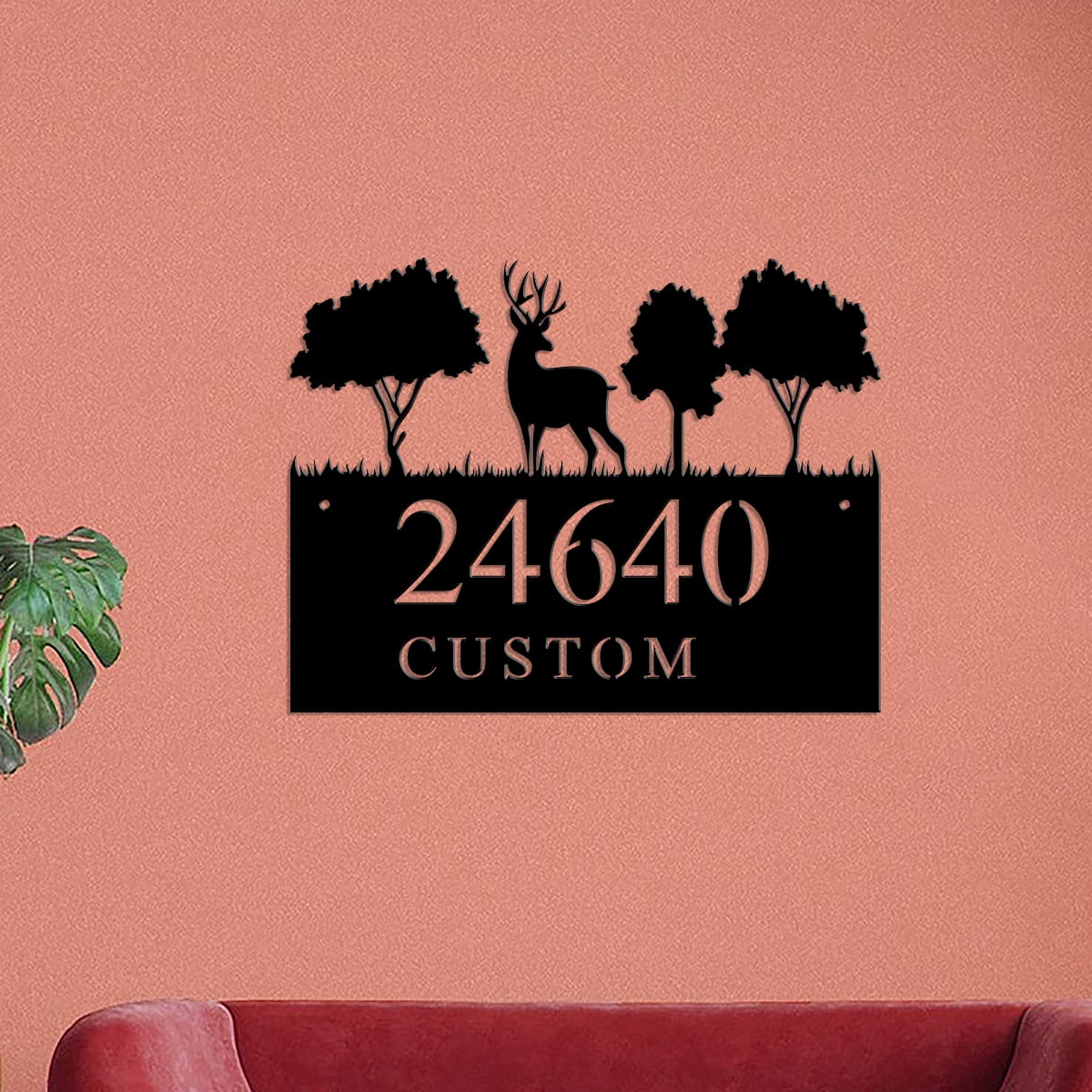 Custom Deer Address sign with tree,Metal Deer Sign,Deer Yard sign ...