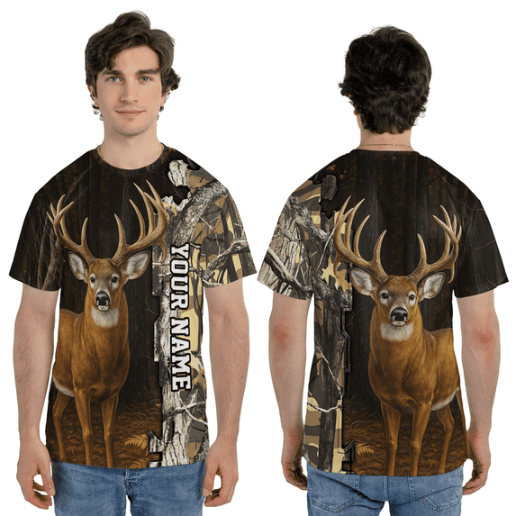 Custom Deer Buck 3D T-Shirt, Wild Deer Forest 3D T-Shirt – Woodland ...
