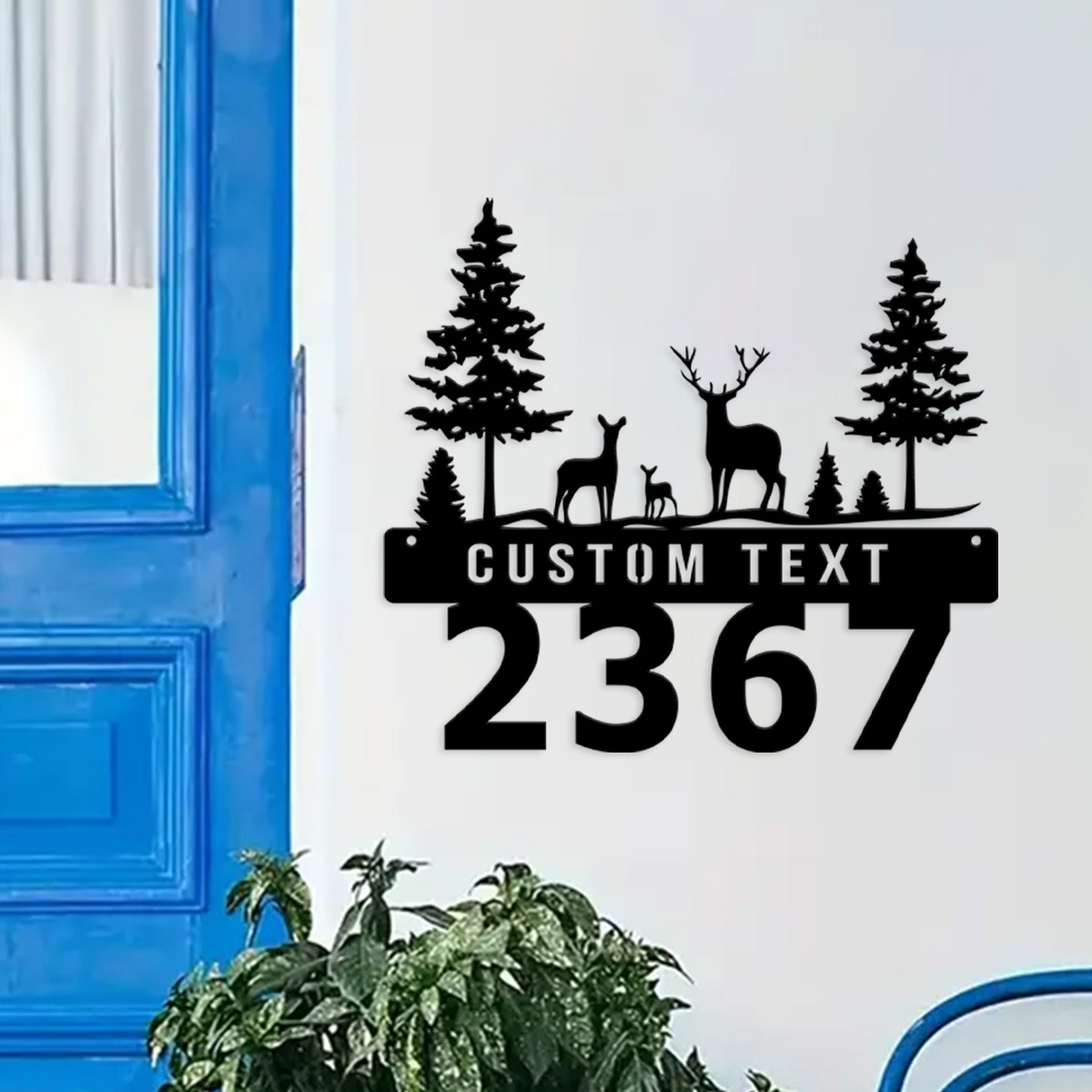 Custom Deer Hunting House Number Metal Address Sign, Custom House ...