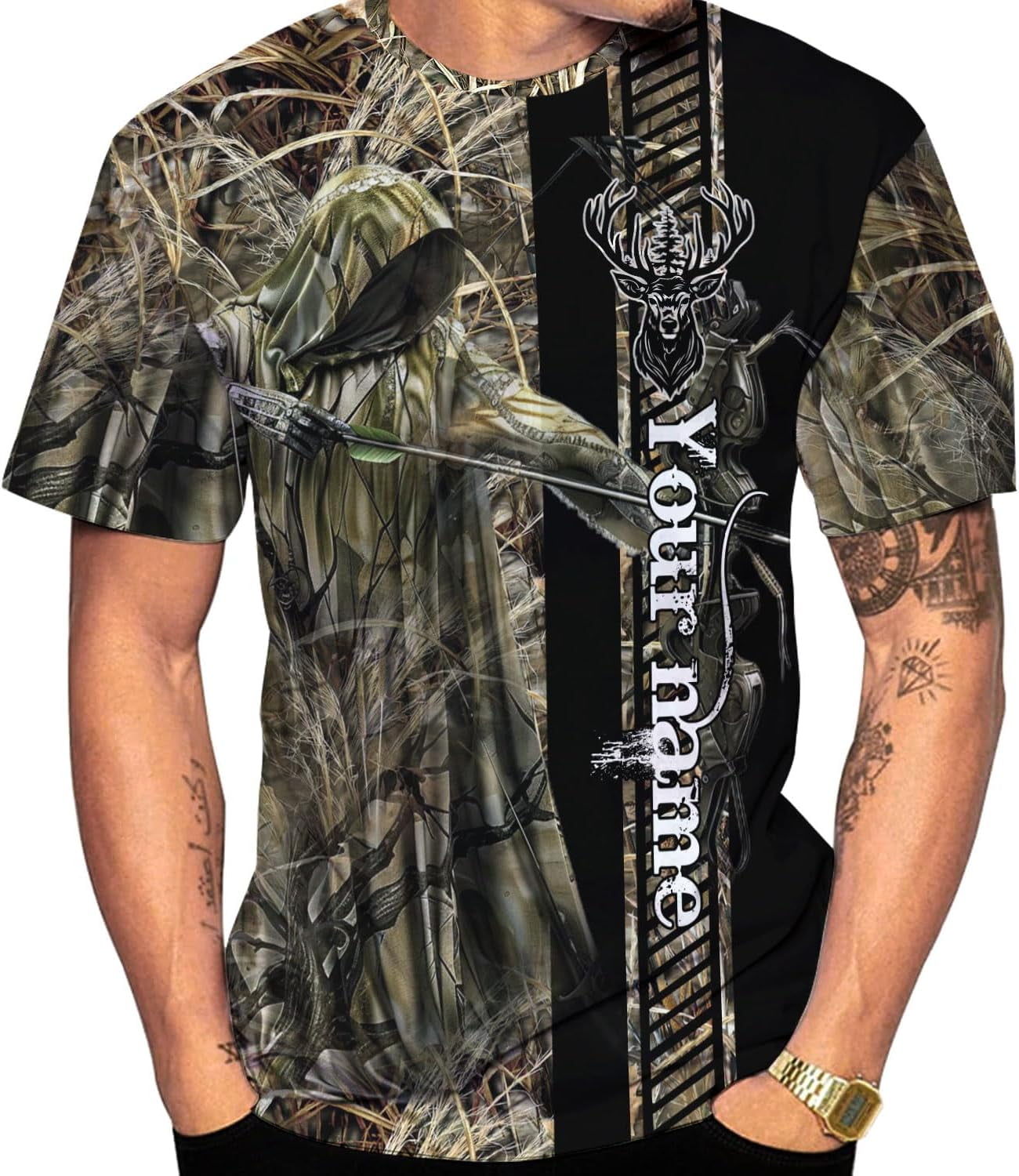 Custom Deer Hunting Shirts Camo US Flag Deer Elk Buck Camouflage ...