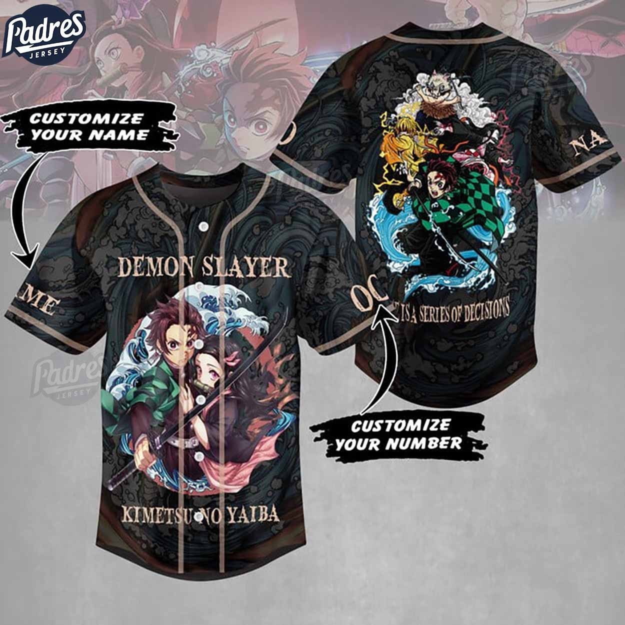 Custom Demon Slayer Kimetsu No Yaiba Baseball Jersey - Walmart.com