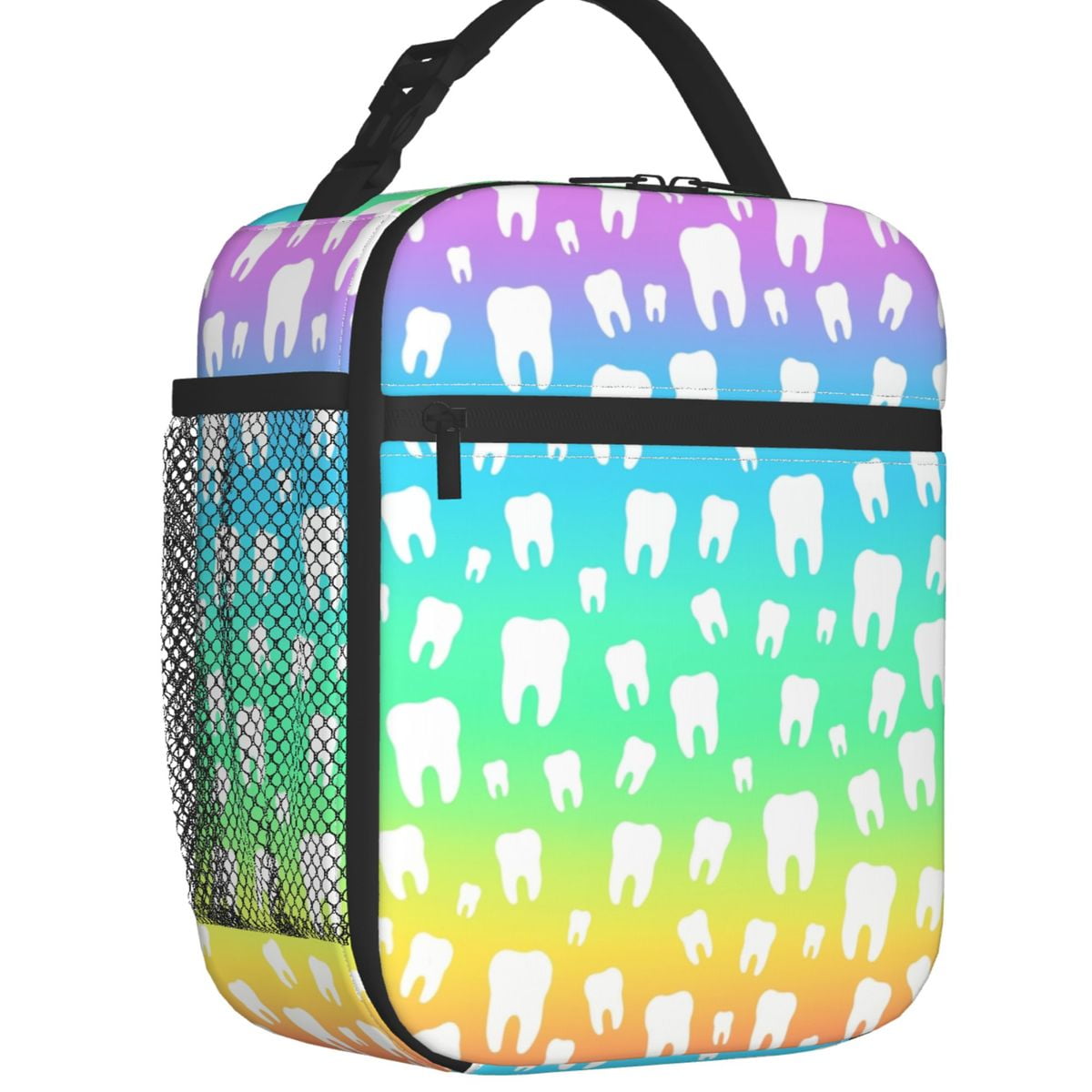 Custom Dental Teeth Pattern Lunch Bag Men Women Cooler Warm Insulated ...