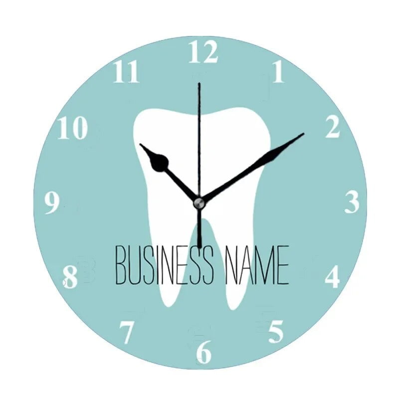 Custom Dentist Office Wall Clock with Tooth Logo for Dental Clinic ...