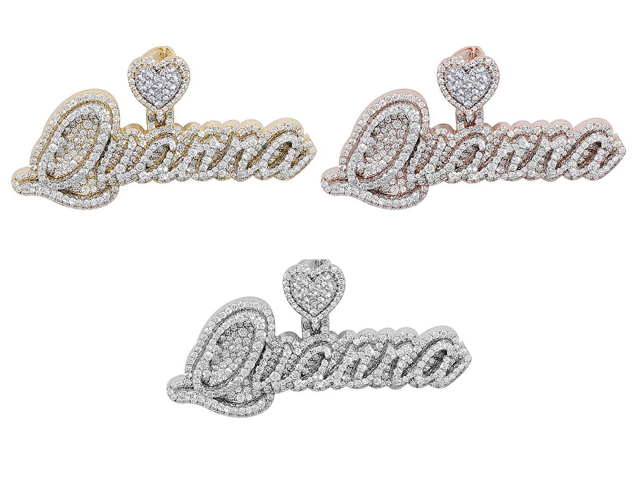 Custom Design Diamond Two Layer Cursive Nameplate Pendant Gold 1.75 ...