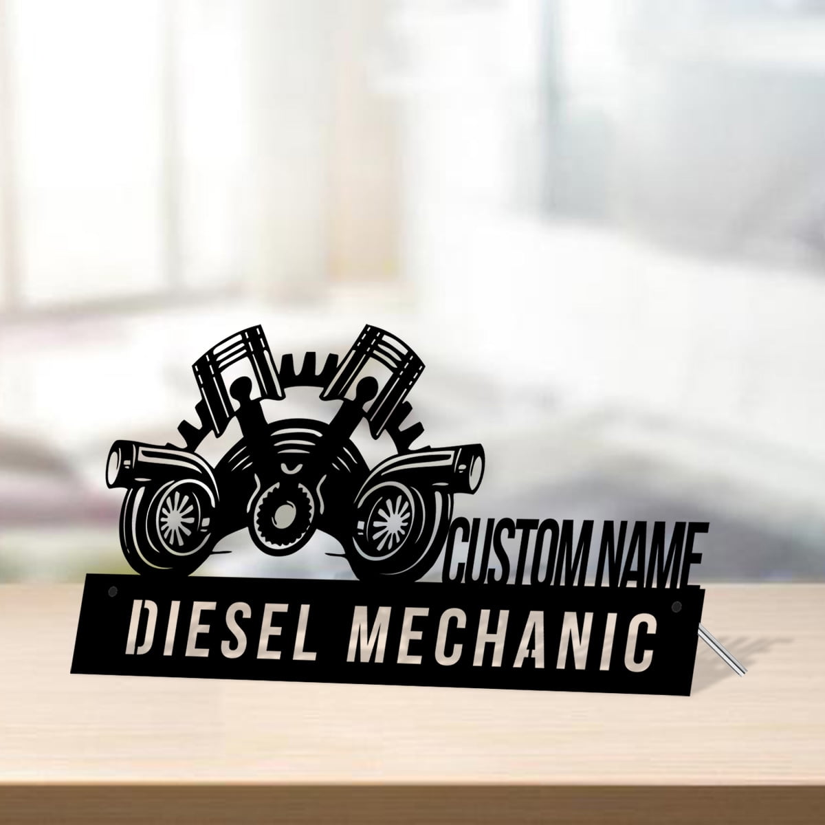Custom Diesel Mechanic Desk Name Plate Wedge Personalized Mechanic Gift ...