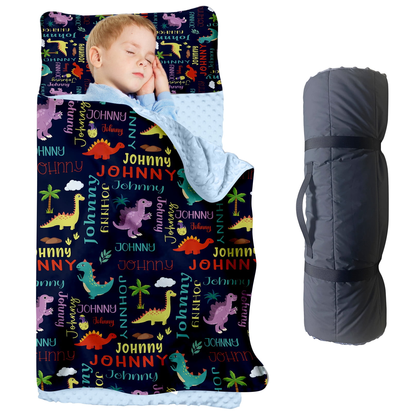 Custom Dino Toddler Nap Mat - Personalized Sleeping Bag with Fun ...