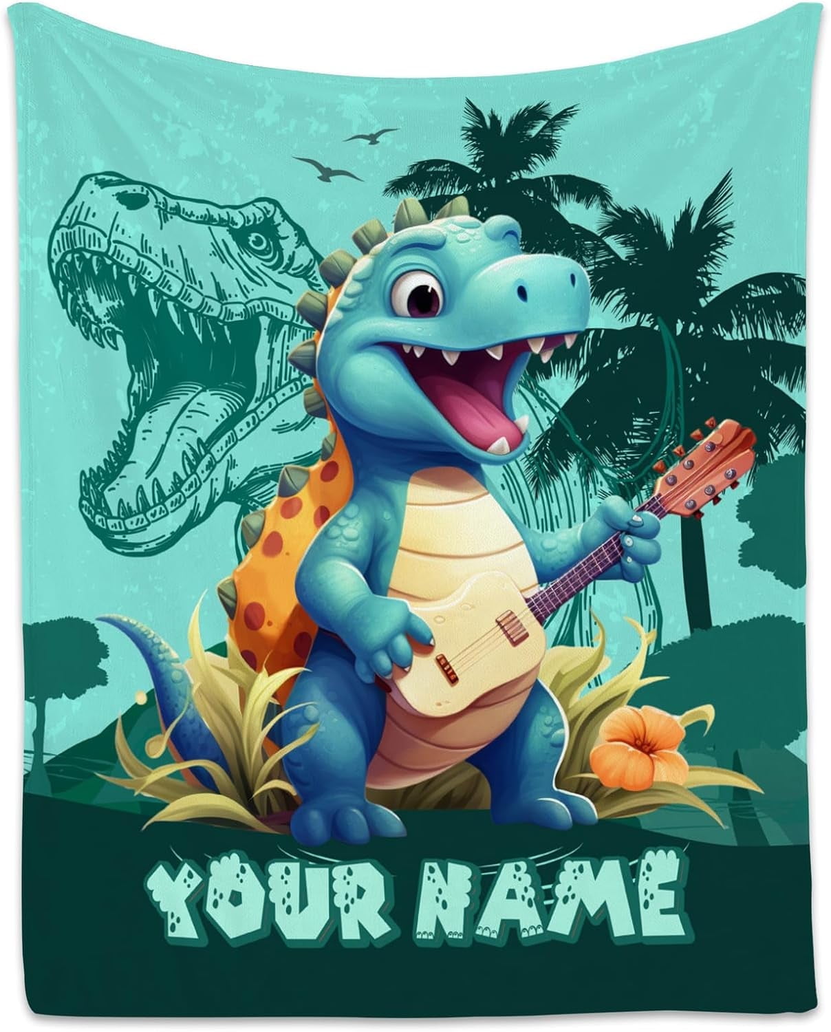 Custom Dinosaur Throw Blanket for Boys Girls, Personalized Toddler ...