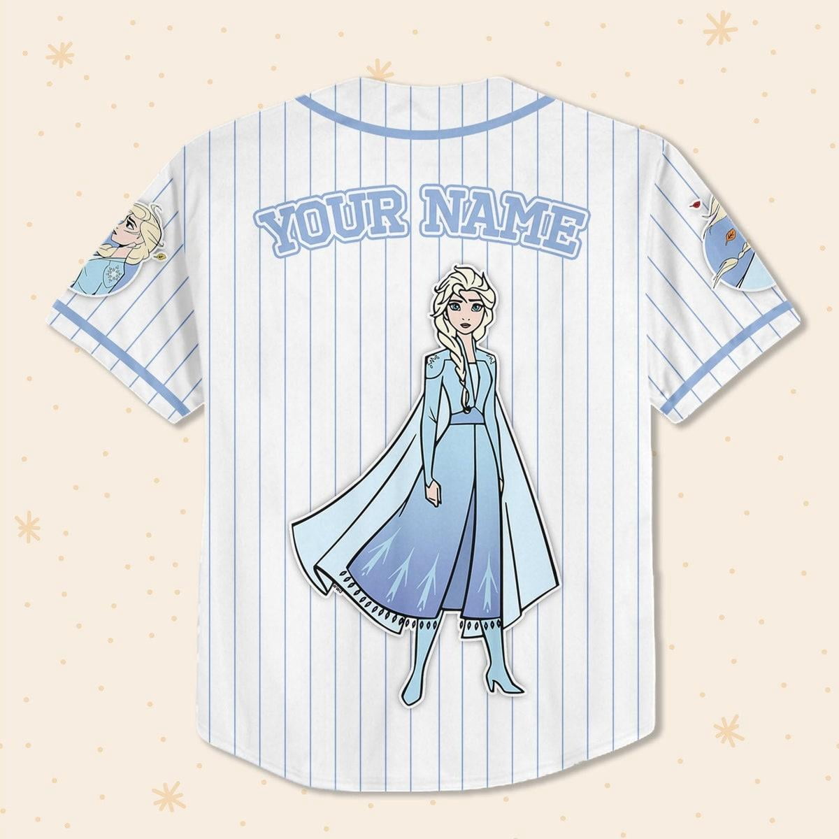 Custom Disney Frozen Elsa Winter Simple Stripe Baseball Jersey ...