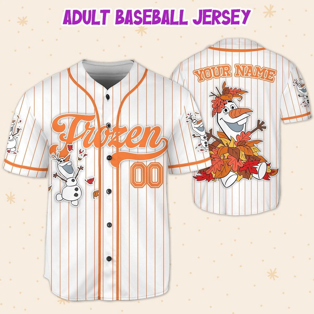 Custom Disney Frozen Olaf Simple Stripe Baseball Jersey - Wondermento ...