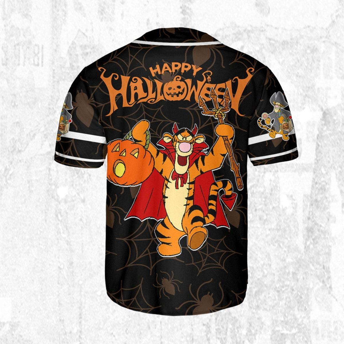 Custom Disney Halloween Tigger And Friends Baseball Jersey ...