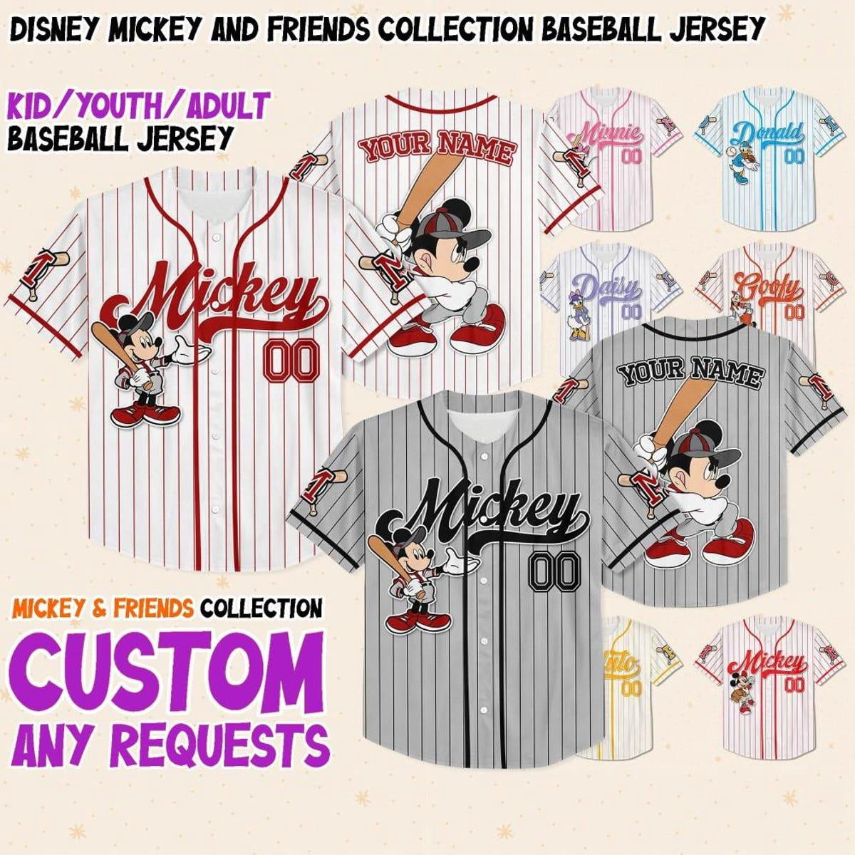 Custom Disney Mickey And Friends Special Simple Baseball Jersey ...