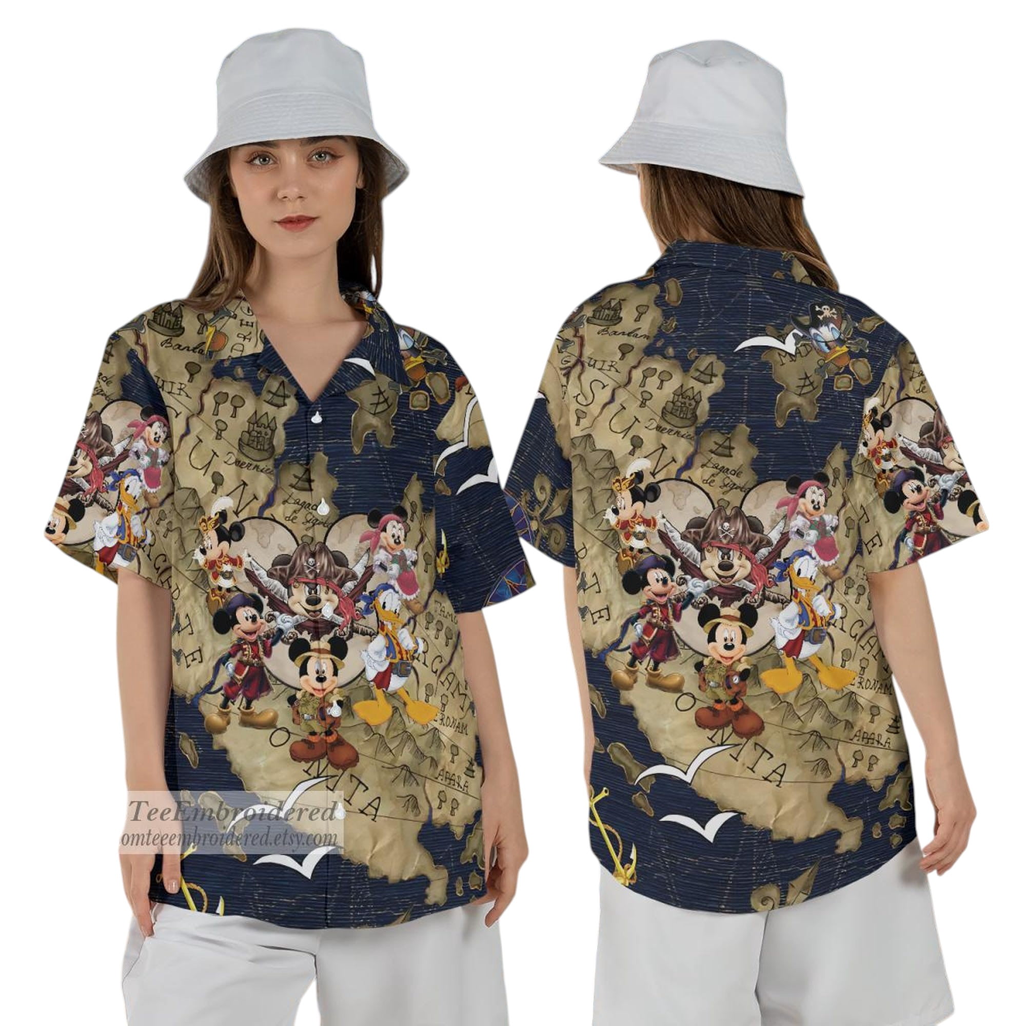 Custom Disney Mickey Mouse Pirates Of The Caribbean Hawaiian Shirt ...