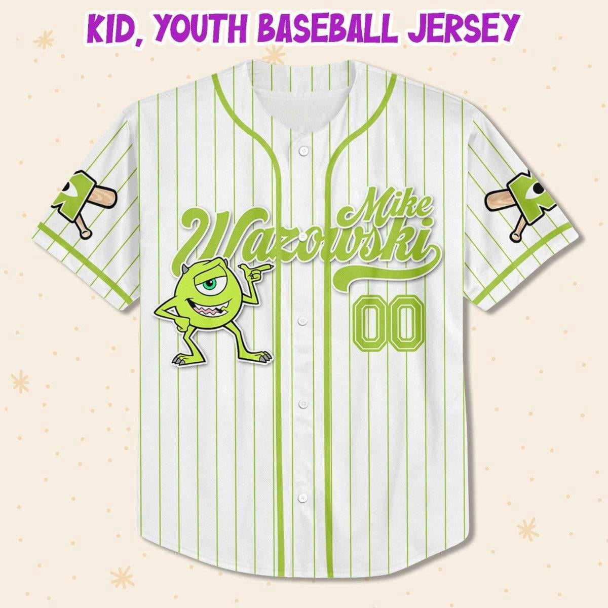 Custom Disney Monster Inc Mike Wazowski Baseball Jersey - Wondermento ...