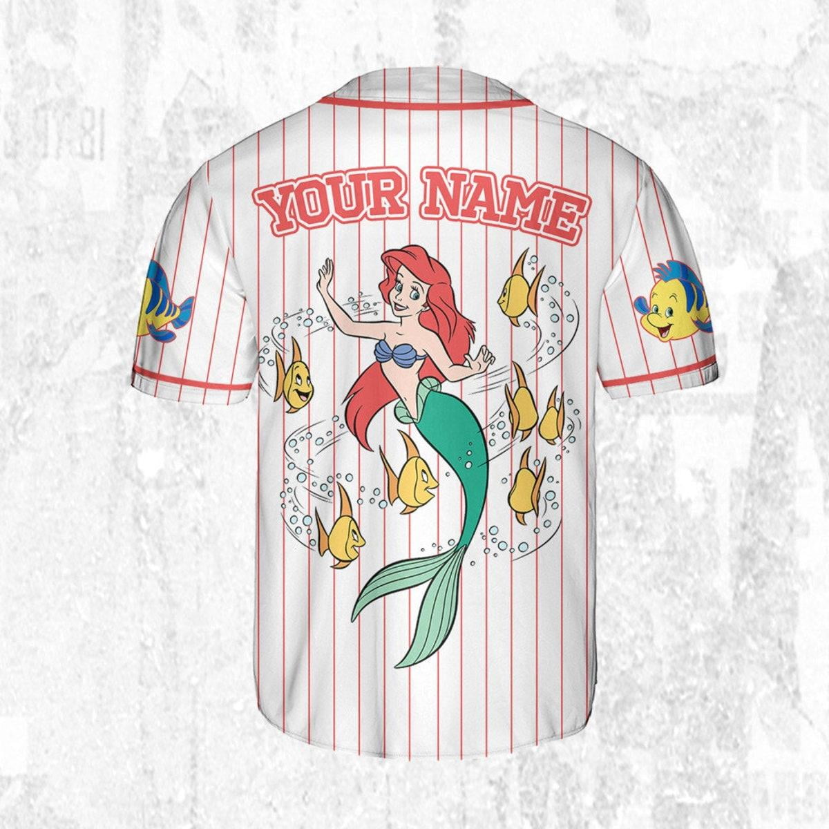 Custom Disney Princess Ariel The Little Mermaid Baseball Jersey ...