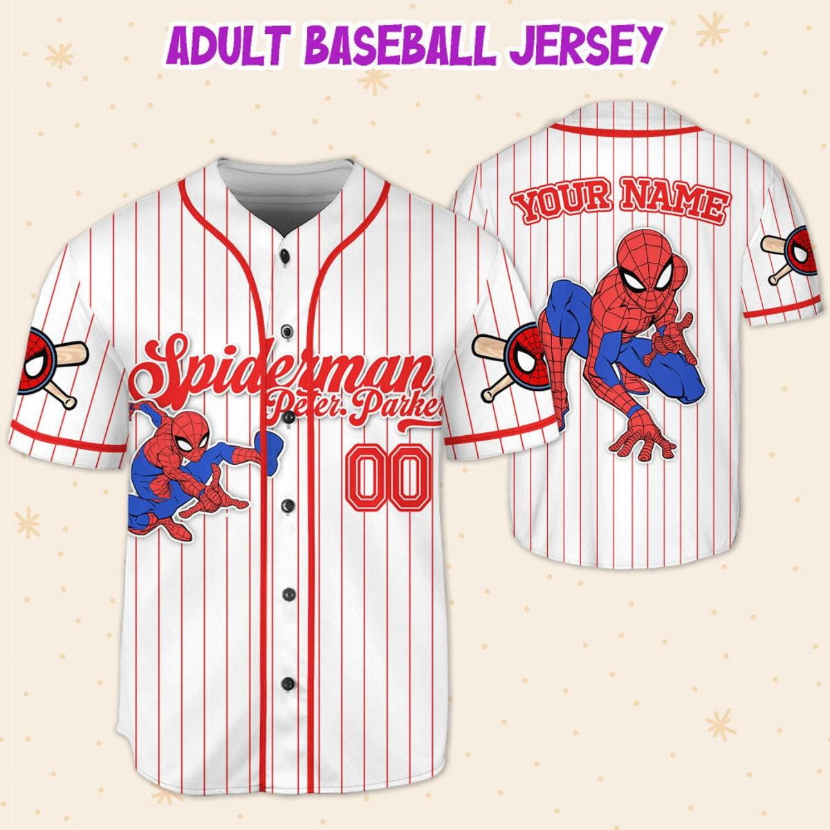 Custom Disney Spiderman Spiderverse Peter Parker Baseball Jersey ...
