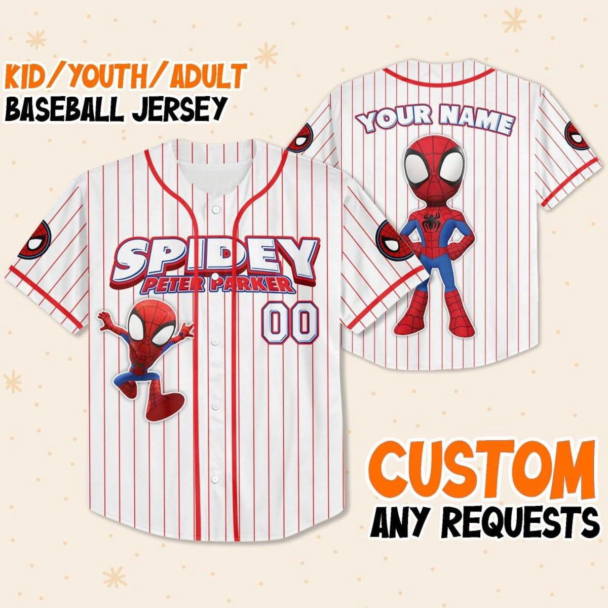Custom Disney Spidey And Friends Peter Parker Baseball Jersey ...