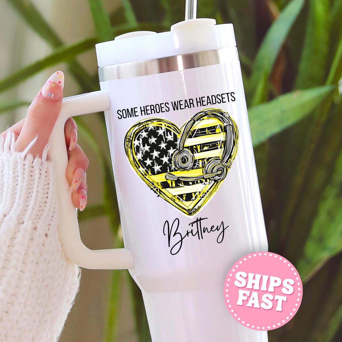 Custom Dispatcher Tumbler with Name, Thin Gold Line Design, Gift for ...
