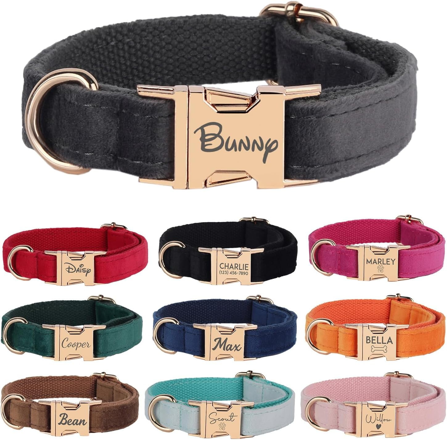 Custom Dog Collar Set, Personalized Dog Leash and Harness Set, Fancy ...