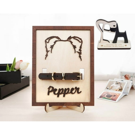 Custom Dog Memorial Frame with Ear Outline, Personalized Pet Name Sign ...