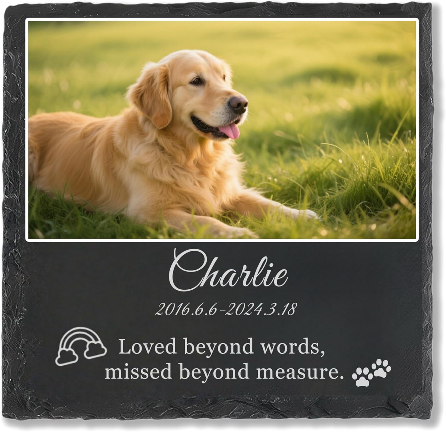 Custom Dog Memorial Stone Personalized Granite Pet Grave Marker with UV ...