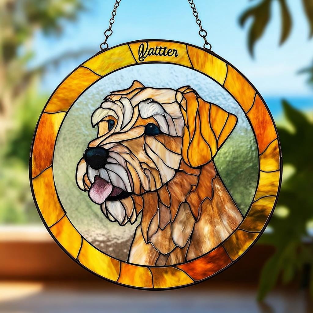 Custom Dog Portrait Suncatcher: Stained Glass Pet Memorial Keepsake ...