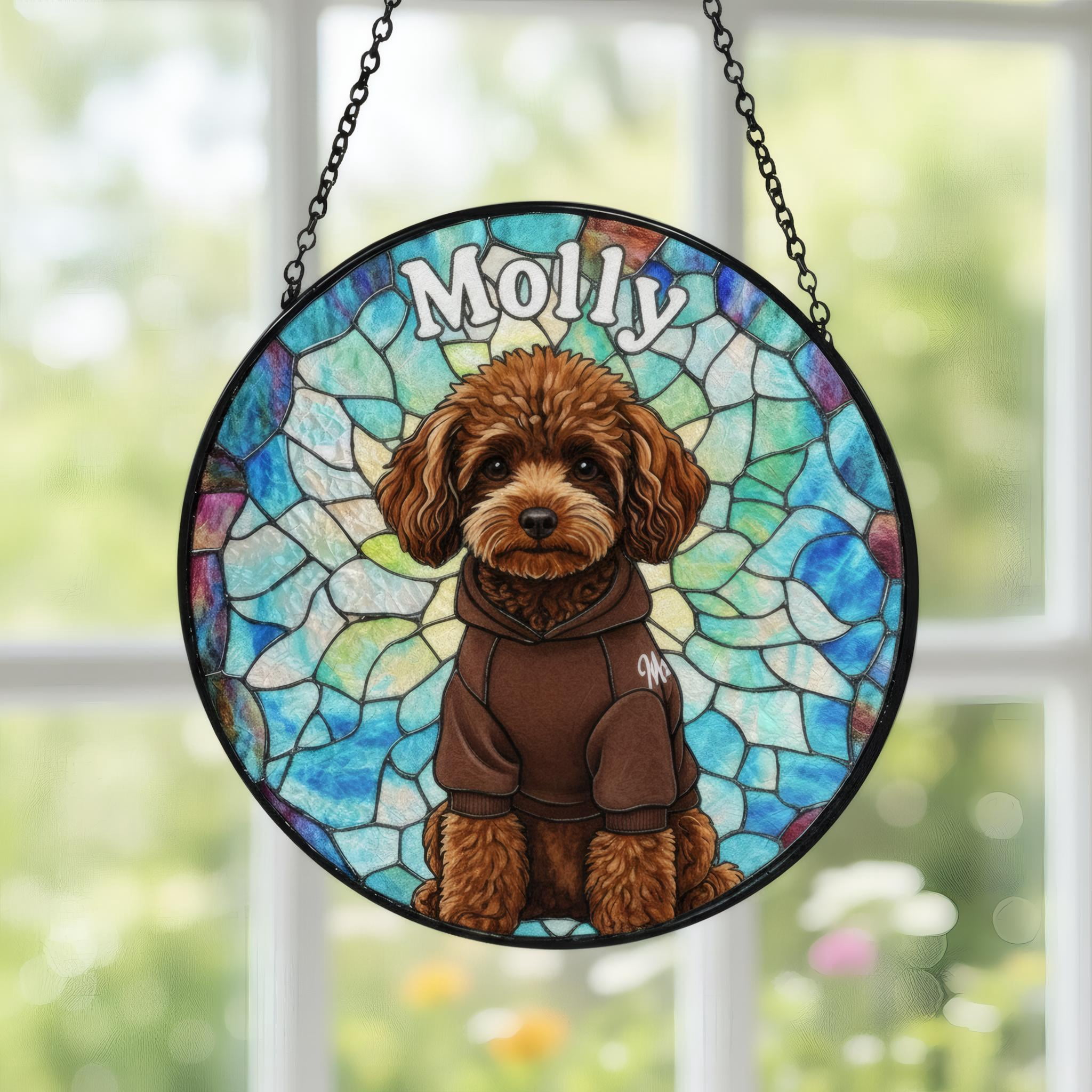 Custom Dog Suncatcher - Personalized Dog Name Window Decor - Stained ...