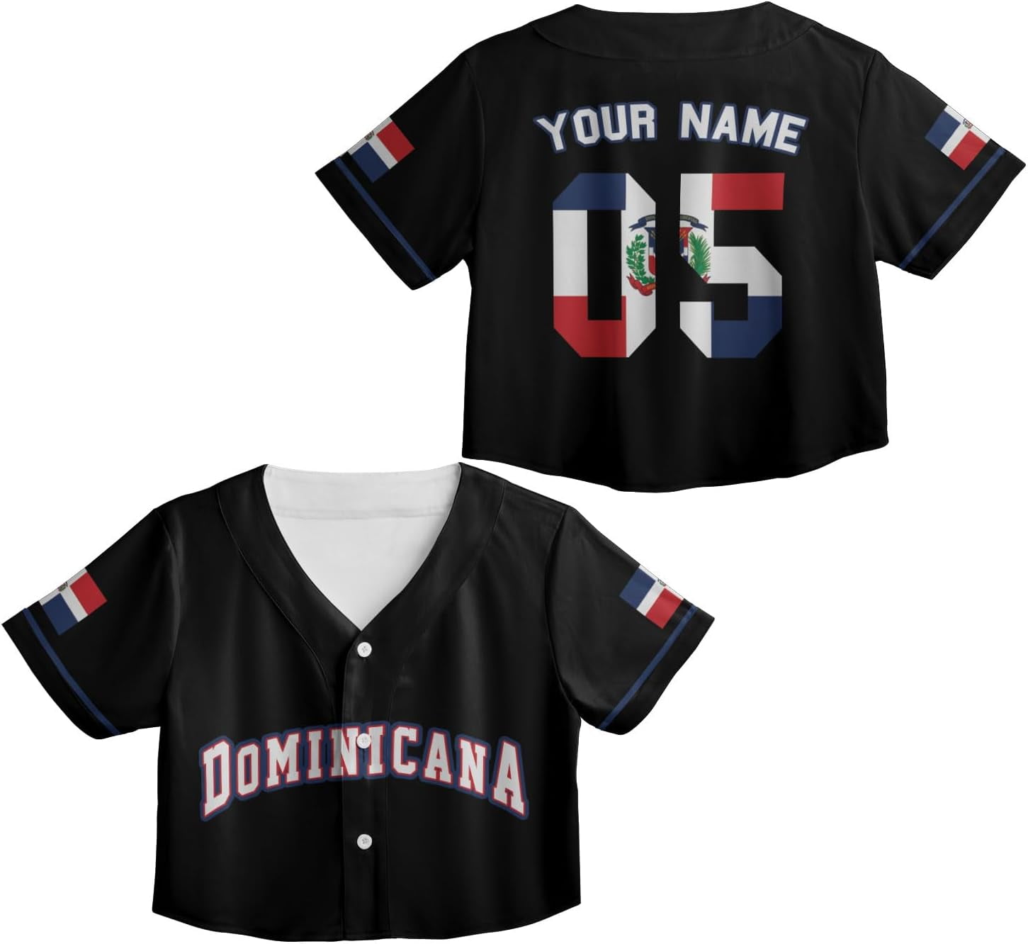 Custom Dominica Republic Crop Top Baseball Jersey Dominicana Republic ...