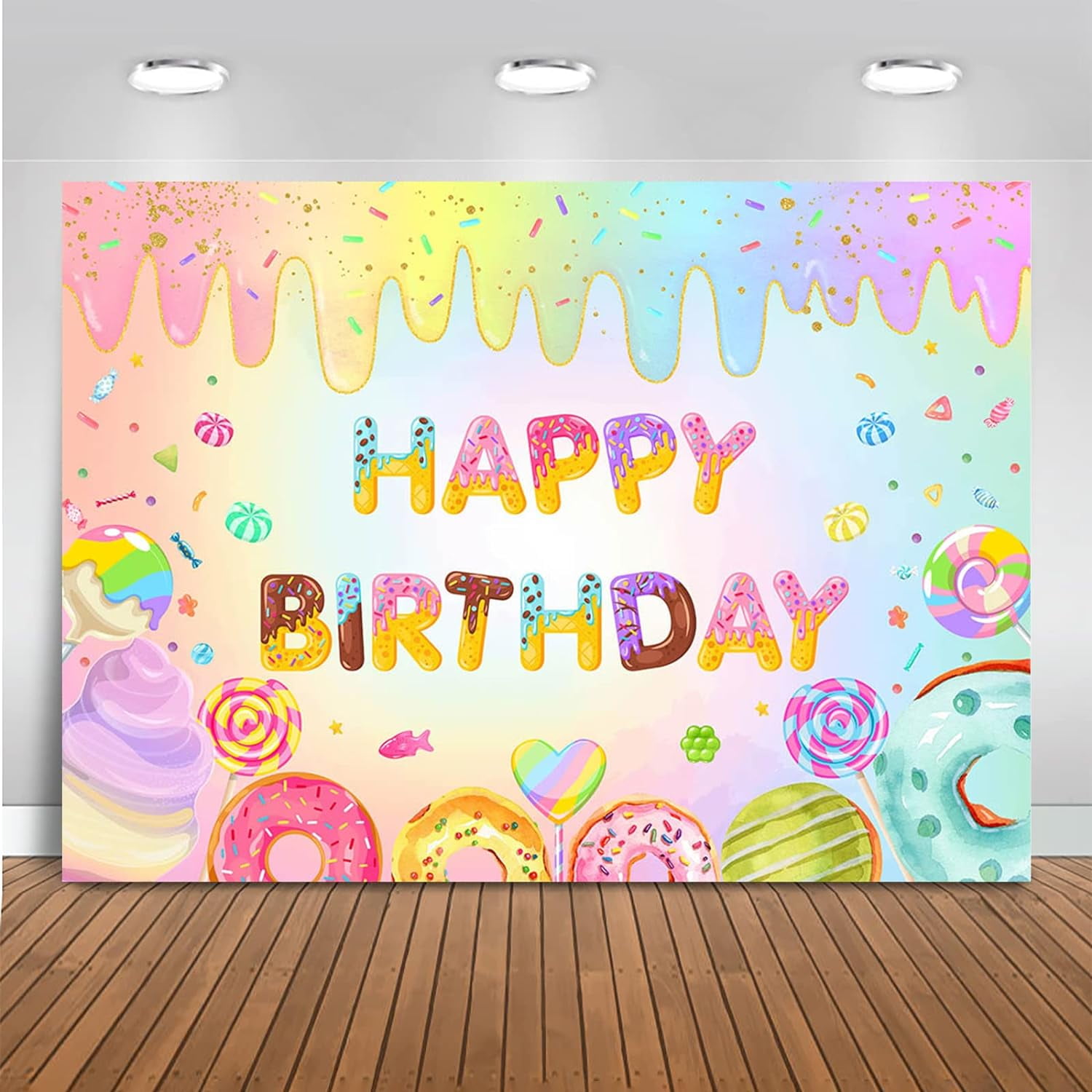 Custom Donut Happy Birthday Backdrop for Girls Sweet Candy Birthday ...