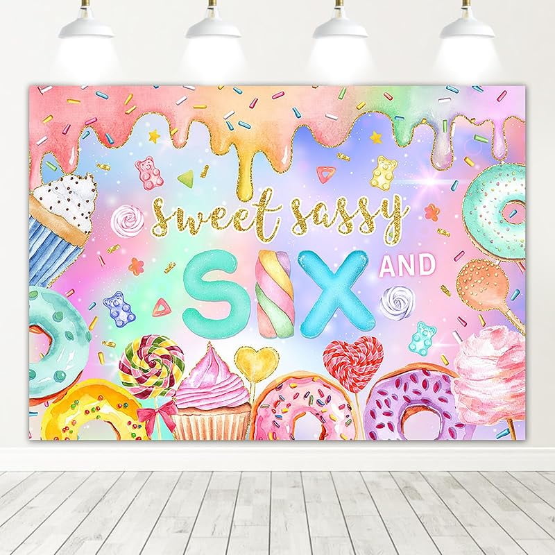 Custom Donut Sweet One Birthday Backdrop Girls Sweet Candy First ...