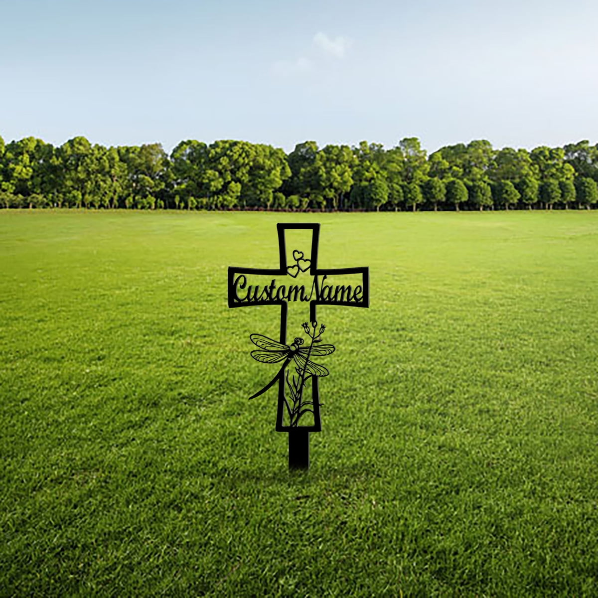 Custom Dragonfly Memorial Cross Stake,Memorial Stake,Cross Sign,Grave ...