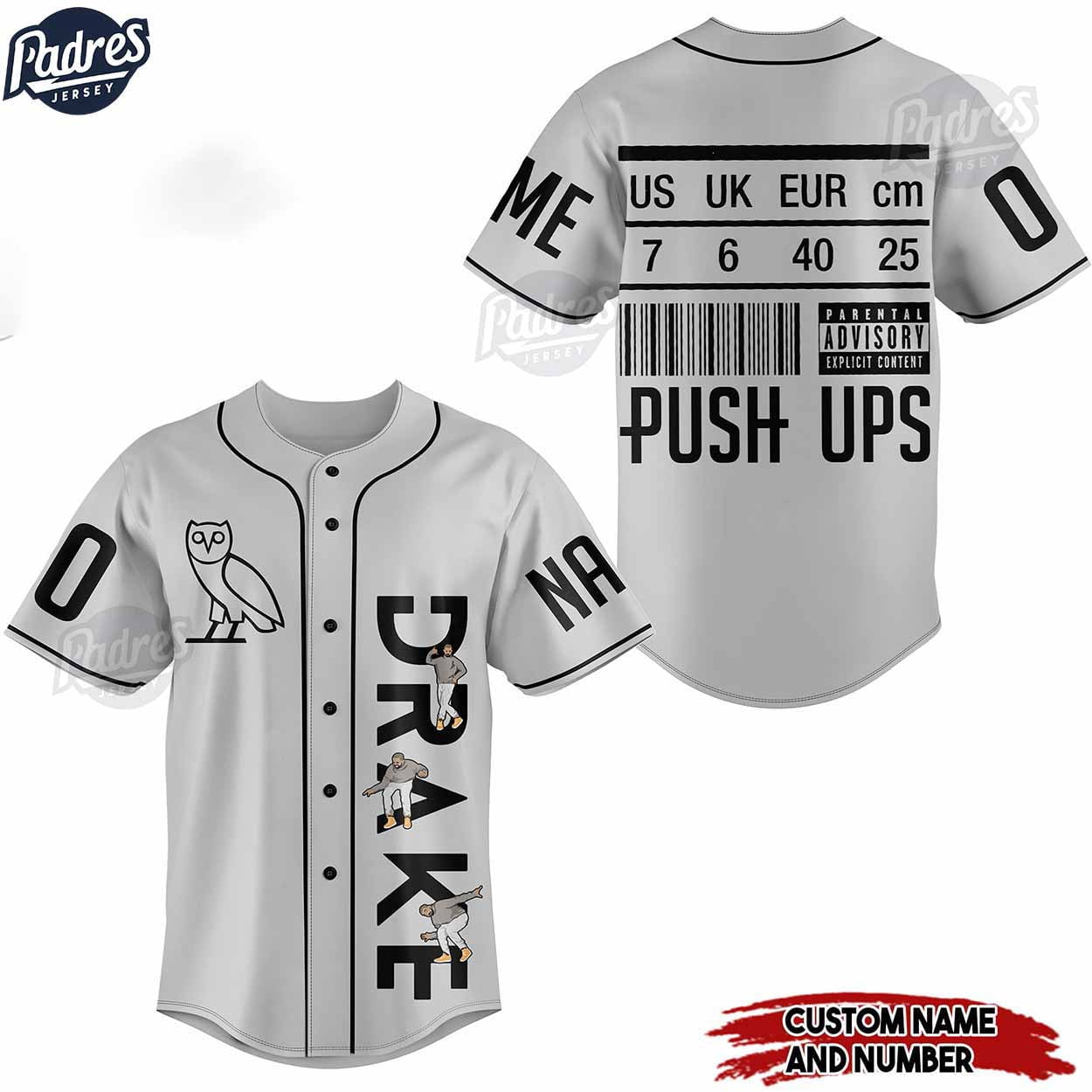 Custom Drake Push Up Baseball Jersey - Walmart.com