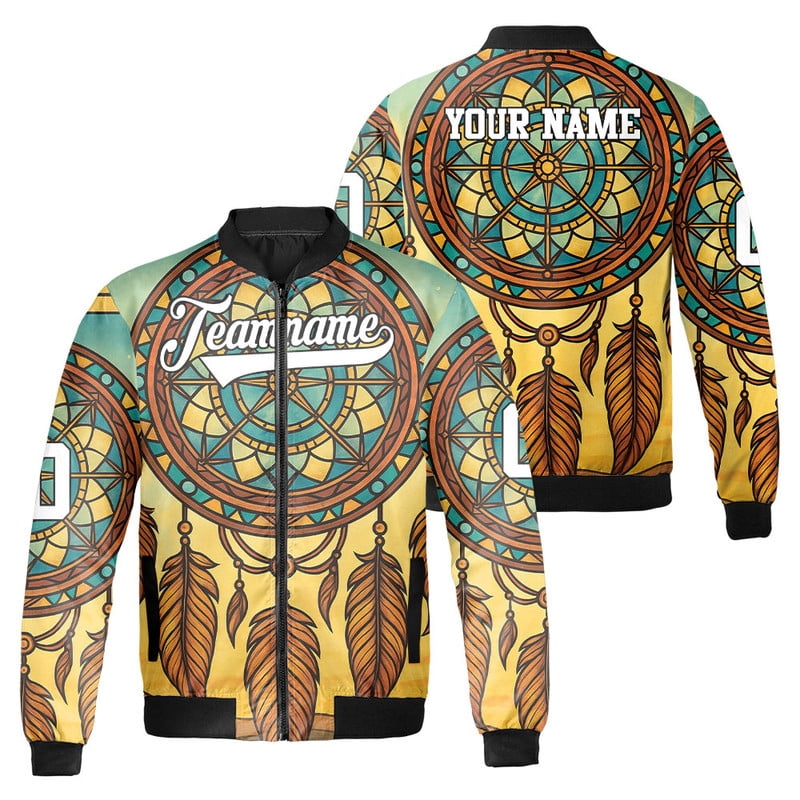 Custom Dreamcatcher Bomber Jacket – Personalized Tribal Boho Style Zip ...