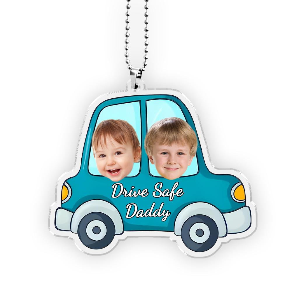 Custom Drive Safe Daddy Car Hanging Ornament with Baby Photos, Acrylic ...