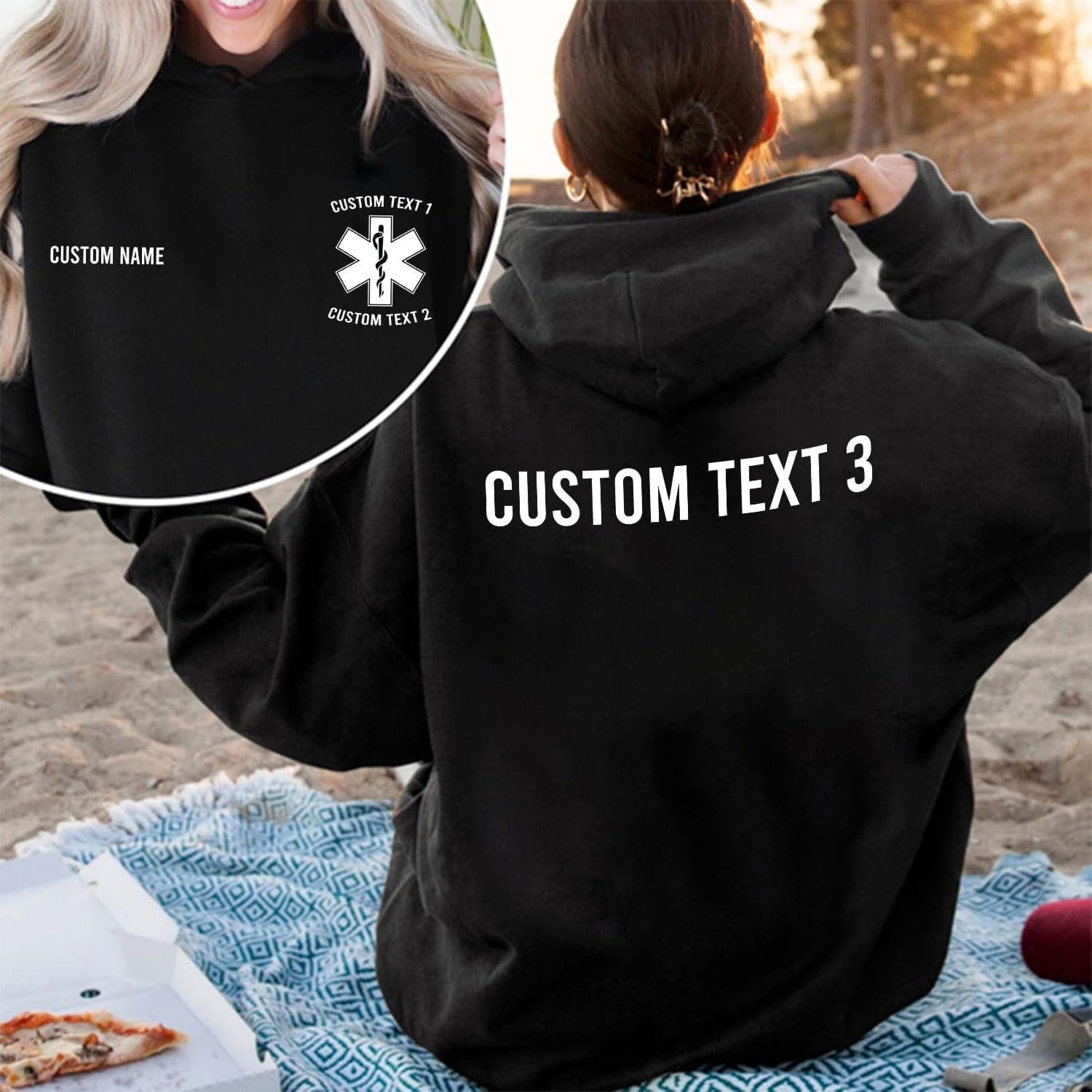 Custom EMT EMS Embroidered Sweatshirt Hoodie Personalized Paramedic ...