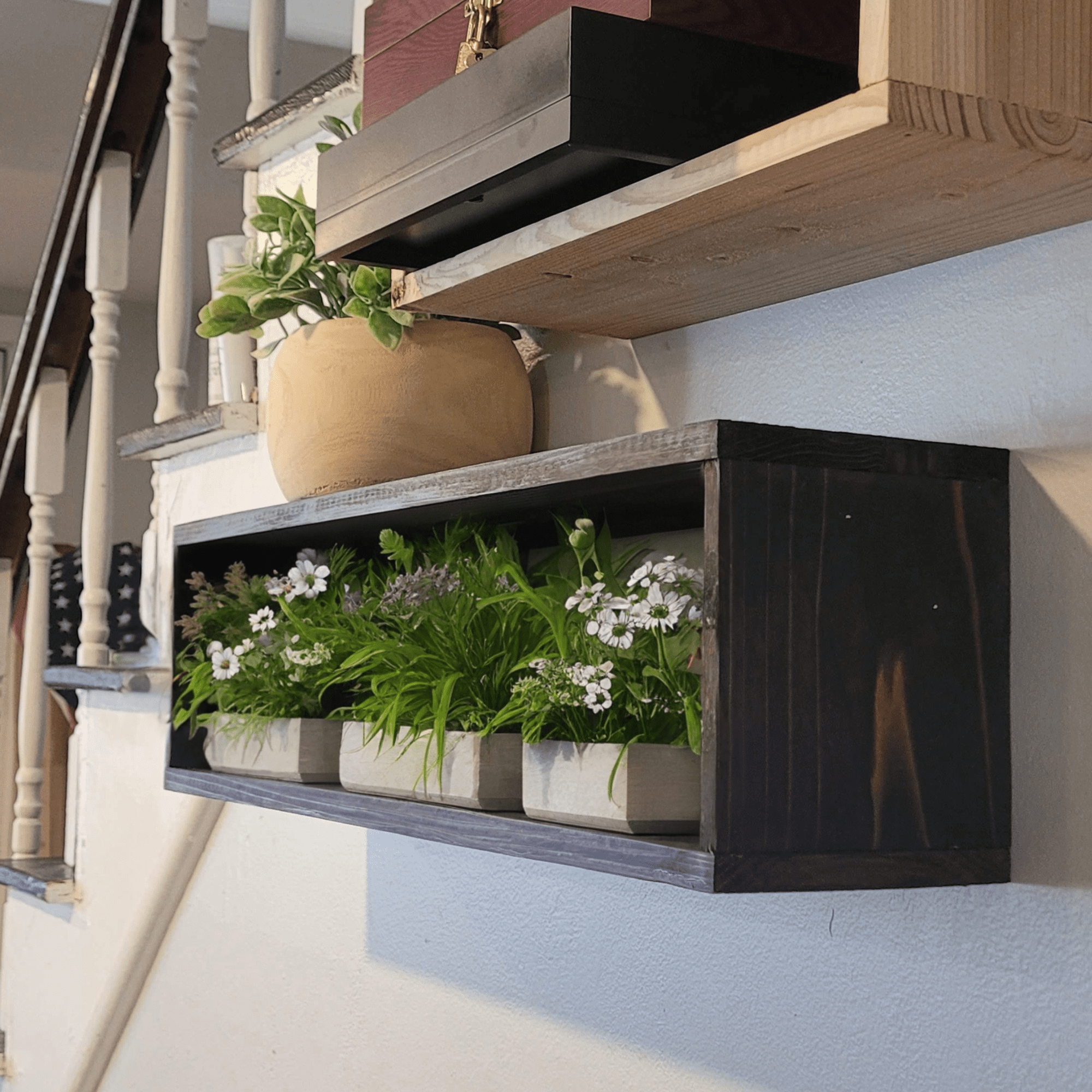 Custom Easy-Mount Cedar Wood Storage Box Float Shelf – Enclosed Design ...