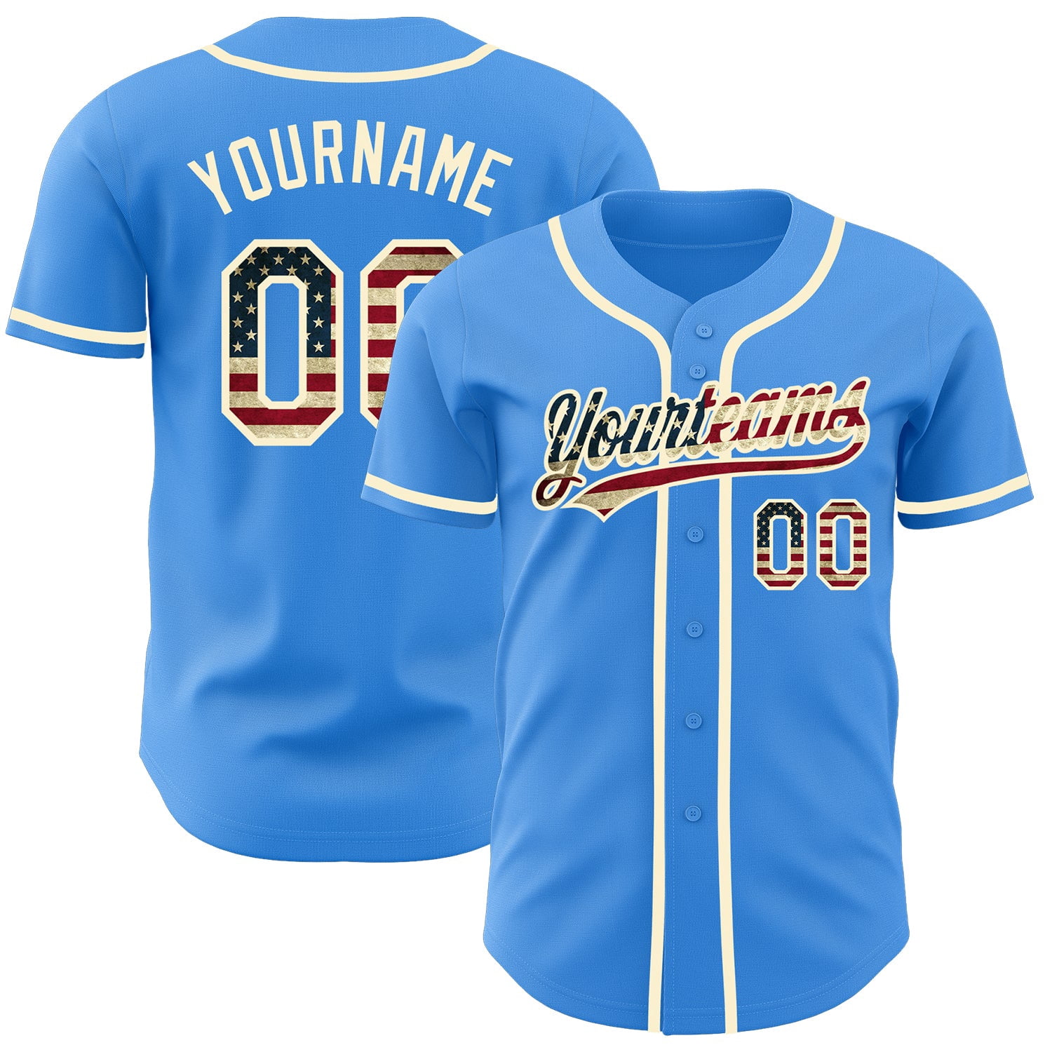 Custom Electric Blue USA Cream Authentic Baseball Jersey - Hot Sale ...