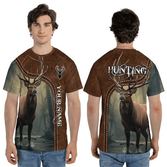 Custom Elk Deer 3D T-Shirt, Forest Buck Camo Pattern 3D Tee, Custom ...