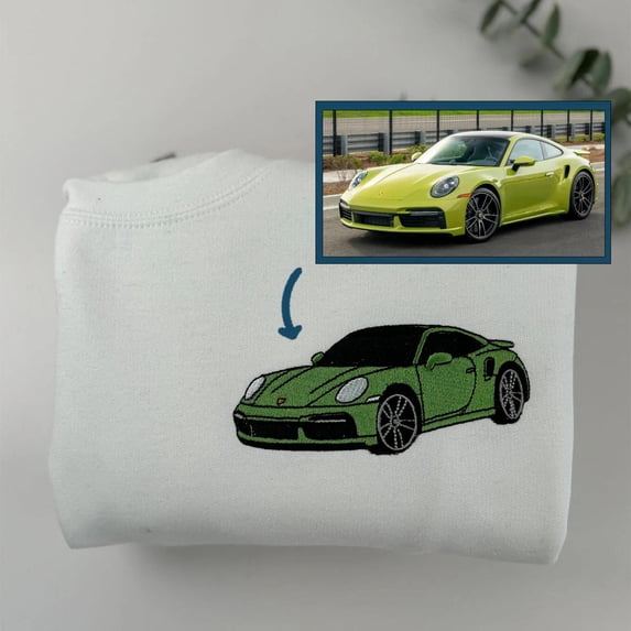 Custom Embroidered Car Portrait Sweatshirt - Personalized Vehicle Photo ...