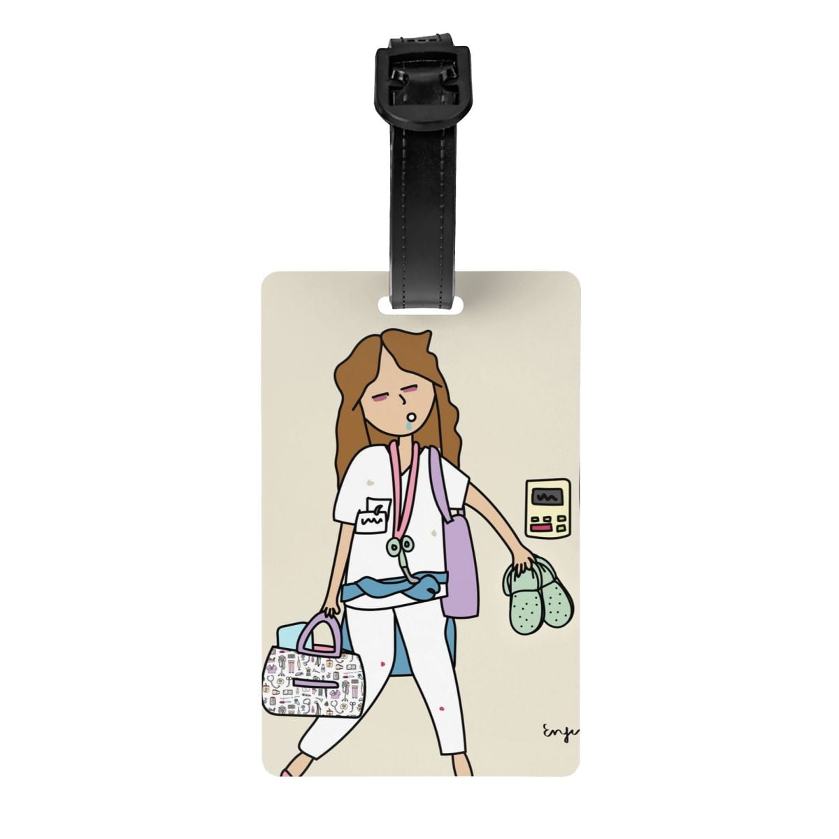Custom Enfermera En Apuros Doctor Nurse Medical Luggage Tag With Name ...