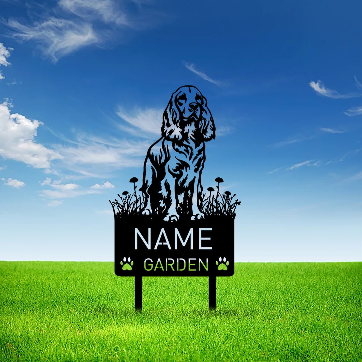 Custom English Cocker Spaniel Metal Memorial Garden Stake Personalized ...