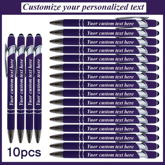 Custom Engraved 10pcs Round Ballpoint Pens - Smooth Writing ...