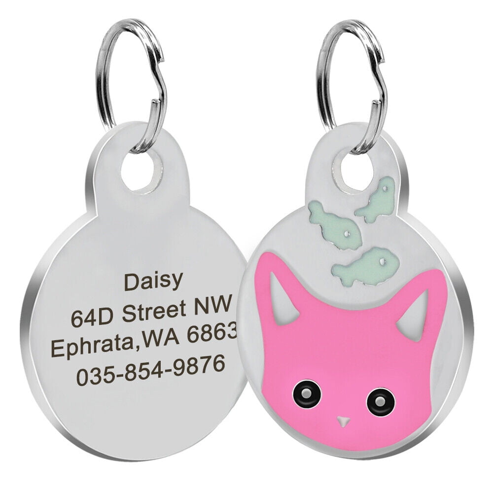 Custom Engraved Personalized Pet ID Tags Dog Cat Name Discs with Bell ...